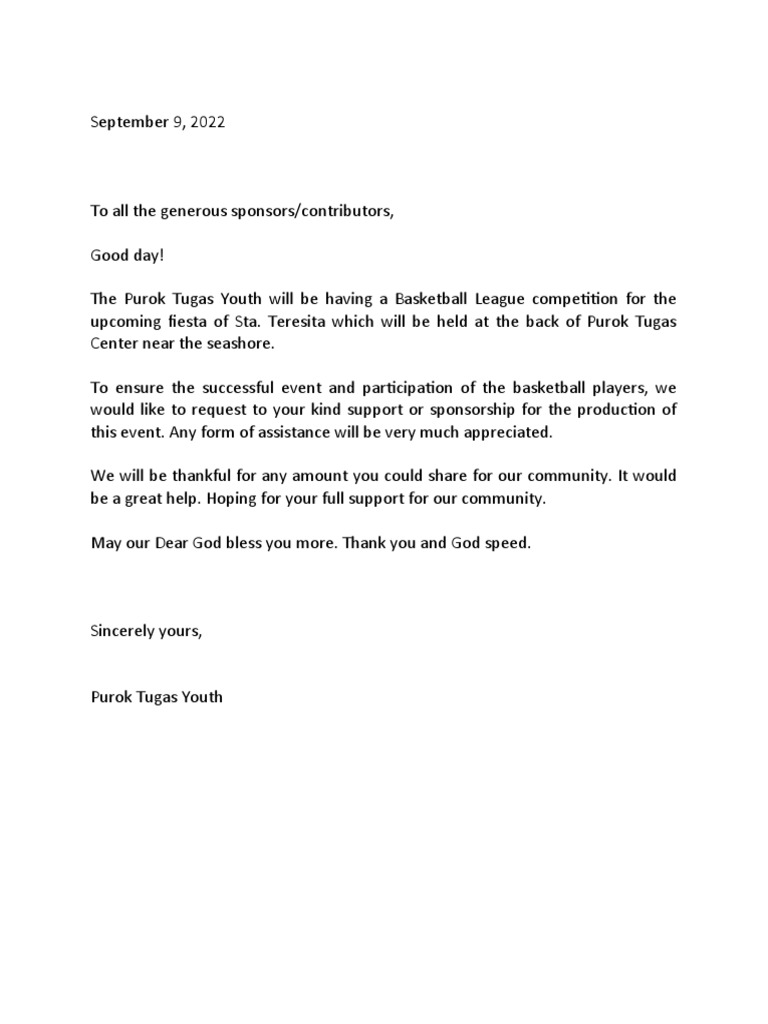 Solicitation Letter For Basketball | PDF
