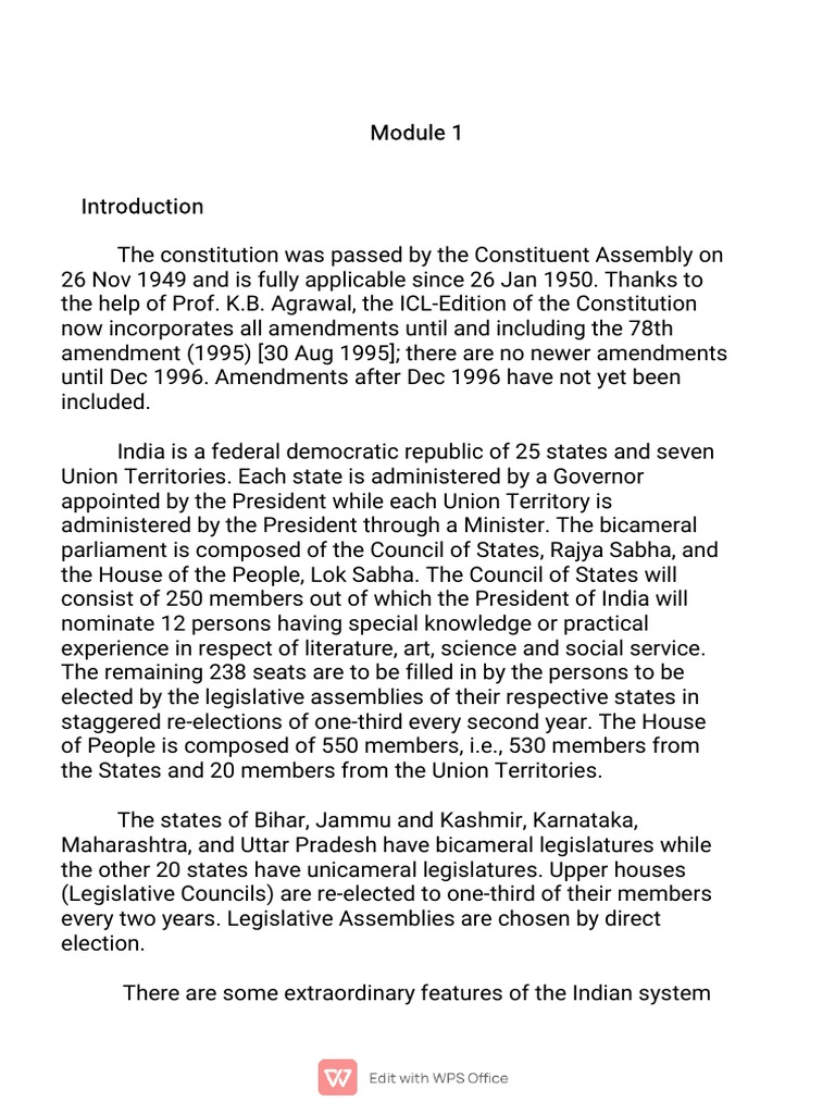 Module 1 Constitution of India | PDF