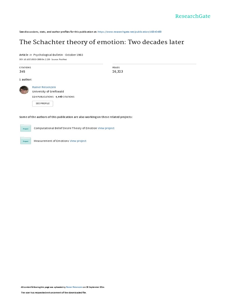 Schachter Theory | PDF | Emotions | Affect (Psychology)