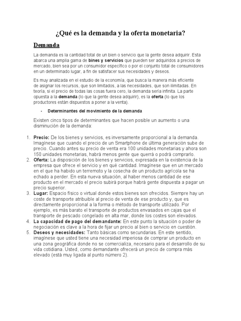 Qué Es La Demanda y La Oferta Monetaria tr1 | PDF