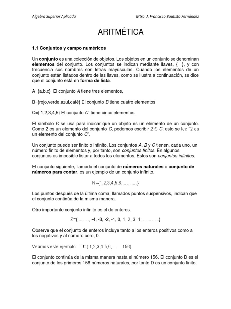 Algebra Superior: Conjuntos y Campos Numéricos | PDF | Números ...