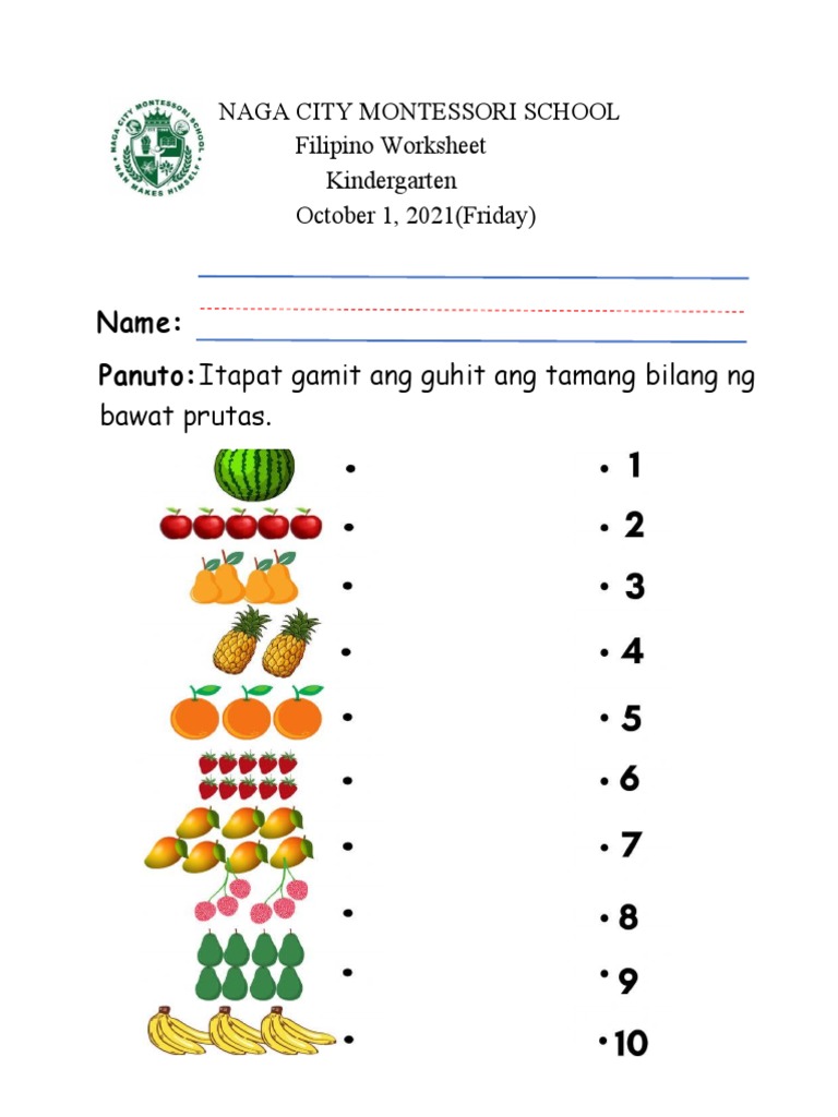 Bilang 1 10 Worksheet | PDF
