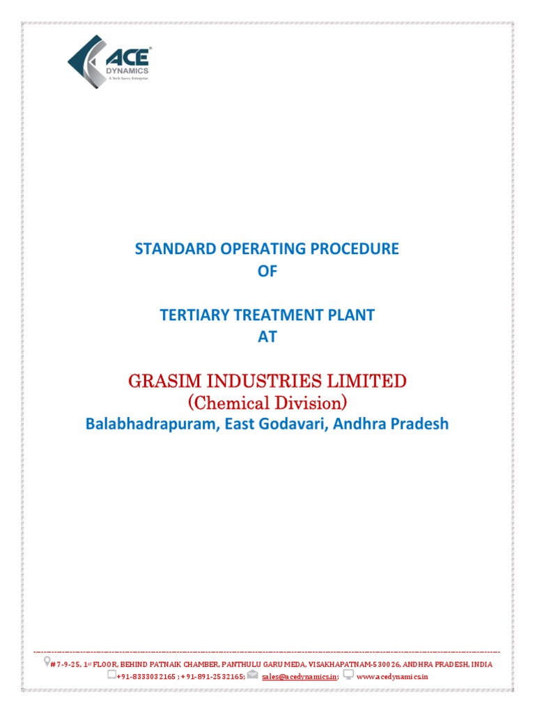 SOP for Tertiary Water Treatment Plant | PDF | Home & Garden | Science ...