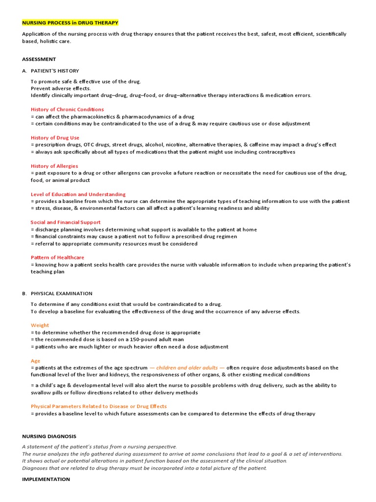 NURSING PROCESS in DRUG THERAPY | PDF | Adverse Effect | Chemistry