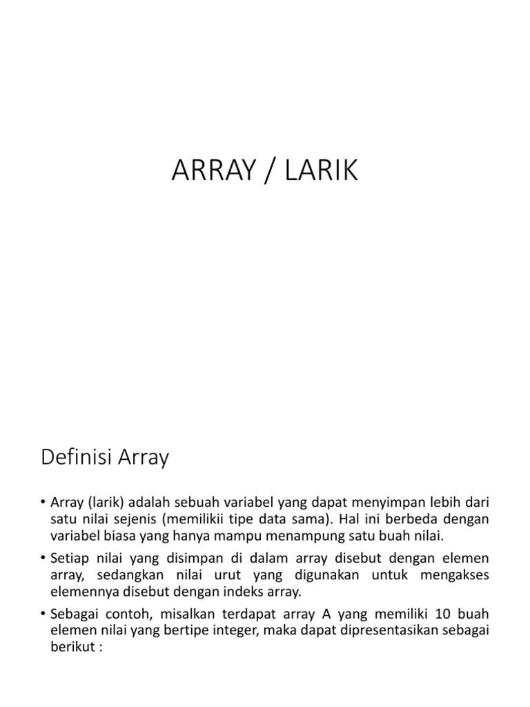 Definisi dan Deklarasi Array | PDF