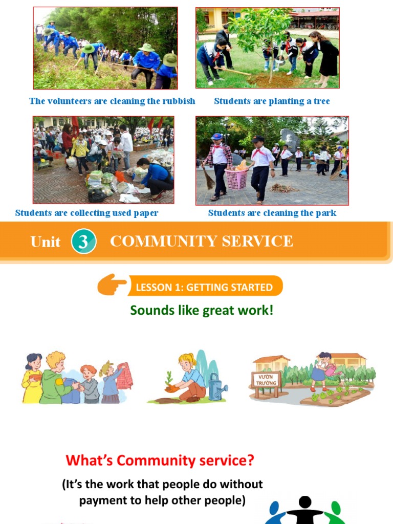 Unit 3 Community Service Lesson 1 Getting Started | PDF | Linguistics ...