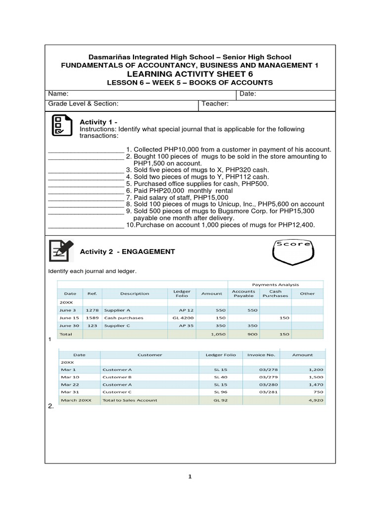 LAS 6 To 8 FABM 1 GAGALAC | PDF | Debits And Credits | Expense