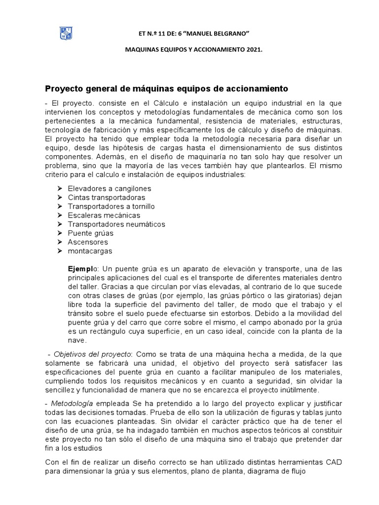 Proyecto General de Máquinas Equipos de Accionamiento21 | PDF | Grúa (máquina) | Diseño