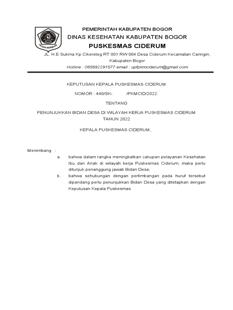 Sk Bidan Desa Pdf