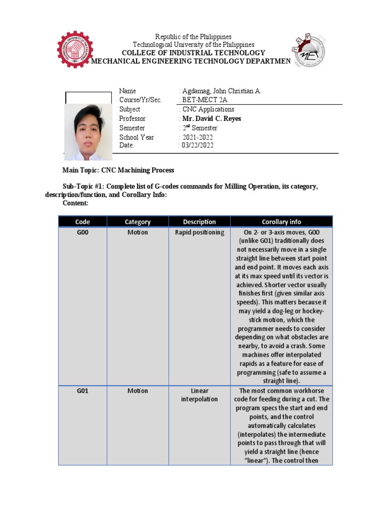 CNC G-Codes for Milling Operations | PDF | Numerical Control | Subroutine