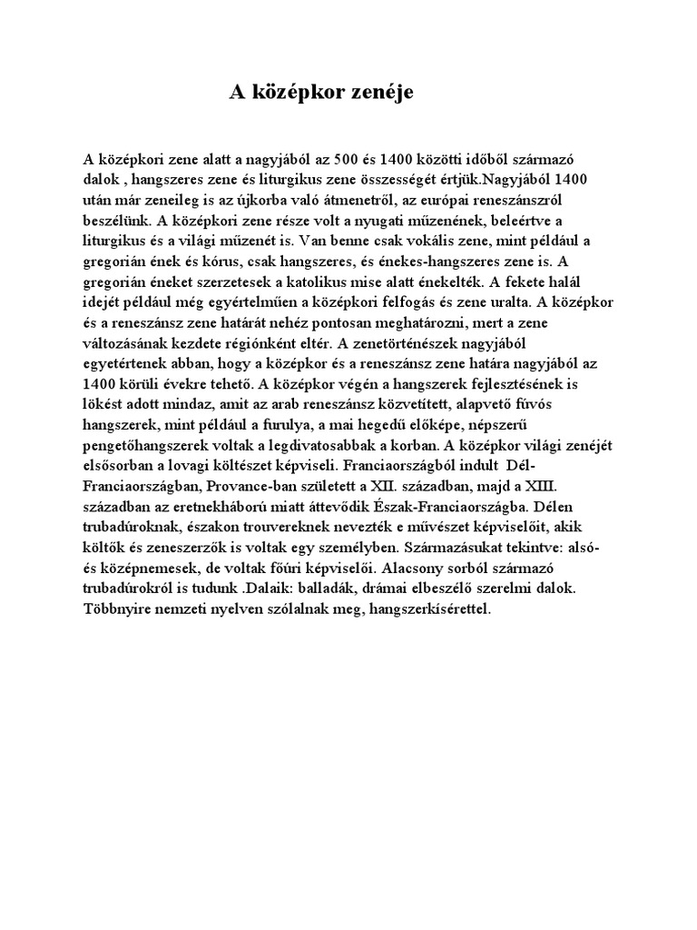 A Középkor Zenéje | PDF