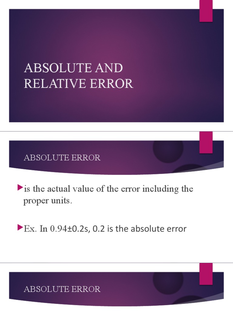 q1 m1 Absolute and Relative Error, Mean Variance SD | PDF | Accuracy ...