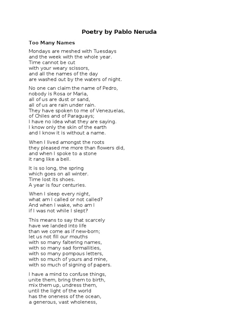 Poetry by Pablo Neruda | Download Free PDF | Sky | Nature