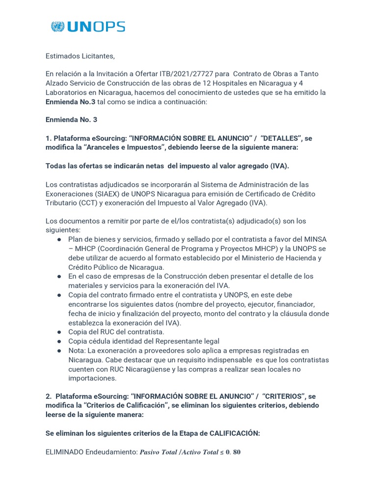 Enmienda 3 ITB - 2021 - 27727 | PDF | Impuesto al valor agregado ...
