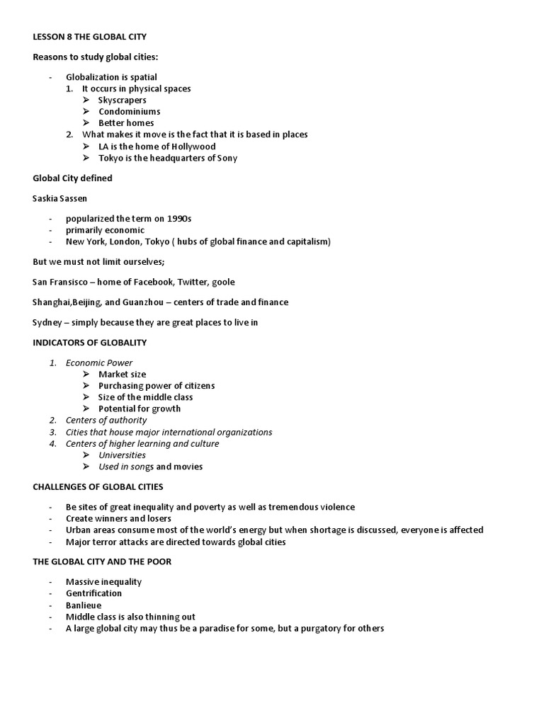 Lesson 8 The Global City | PDF | Politics | Travel