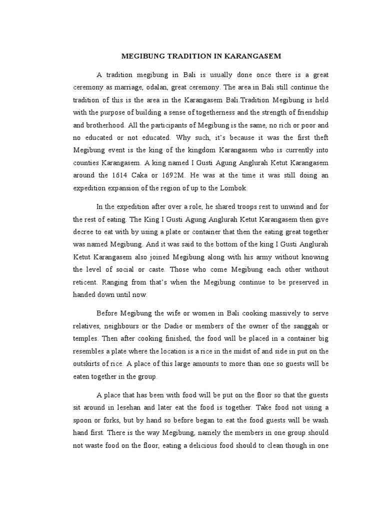 Megibung Tradition in Karangasem | PDF | Bali