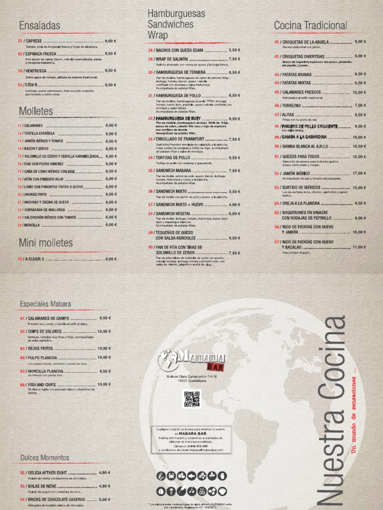 MABARA Carta COMIDA - 2022 | PDF | Alimentos | Cocina