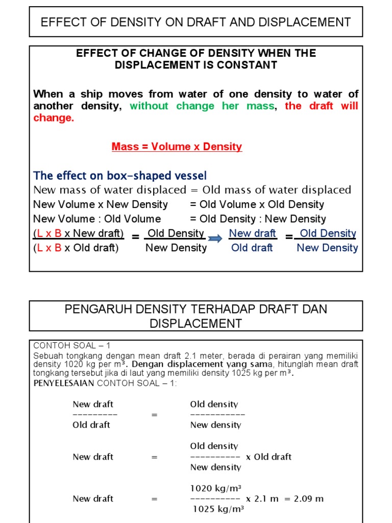 3 - Effect of Density On Draft and Displacement | PDF | Density | Quantity