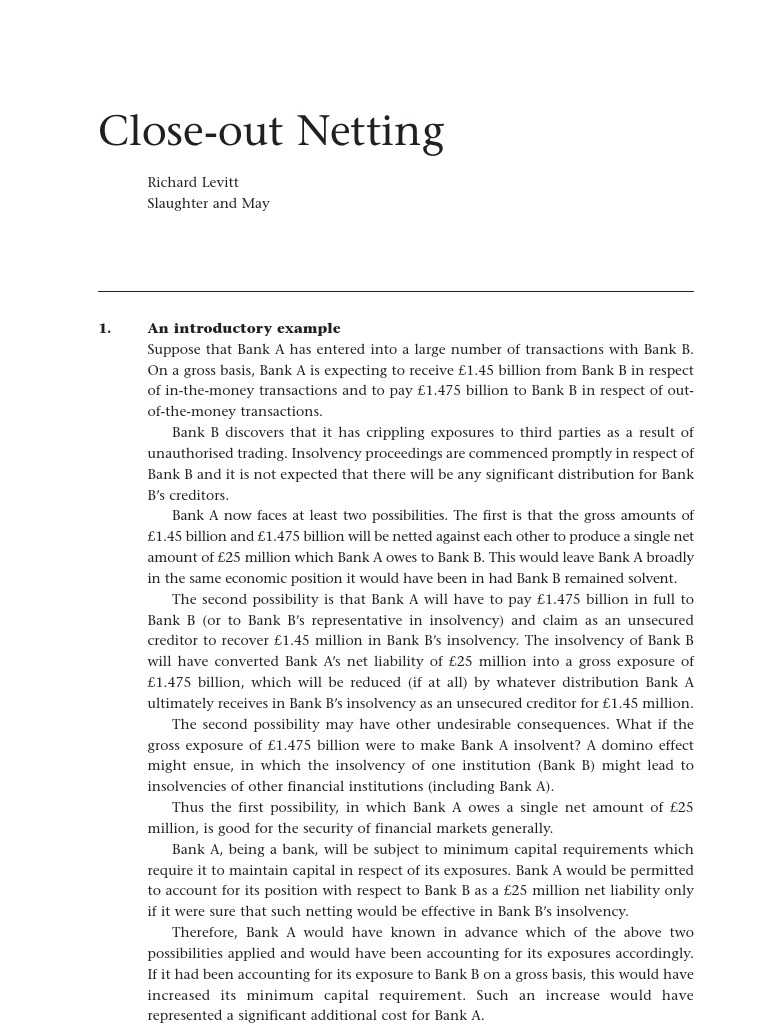 Close Out Netting | PDF | Set Off (Law) | Repurchase Agreement