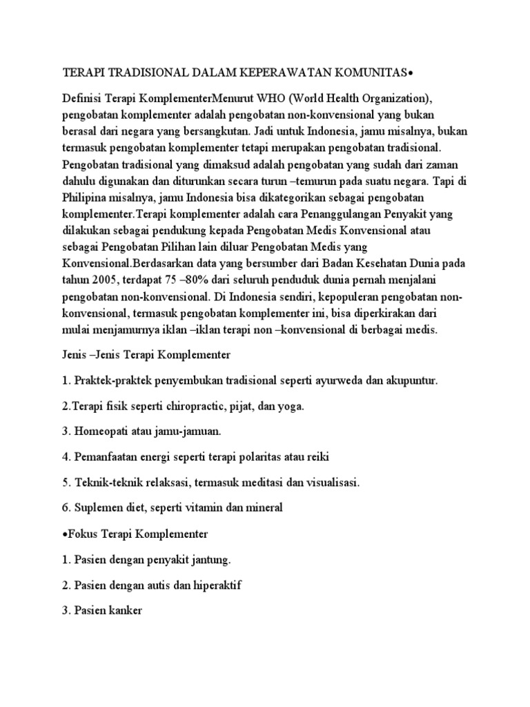 Terapi Tradisional Dalam Keperawatan Komunitas | PDF
