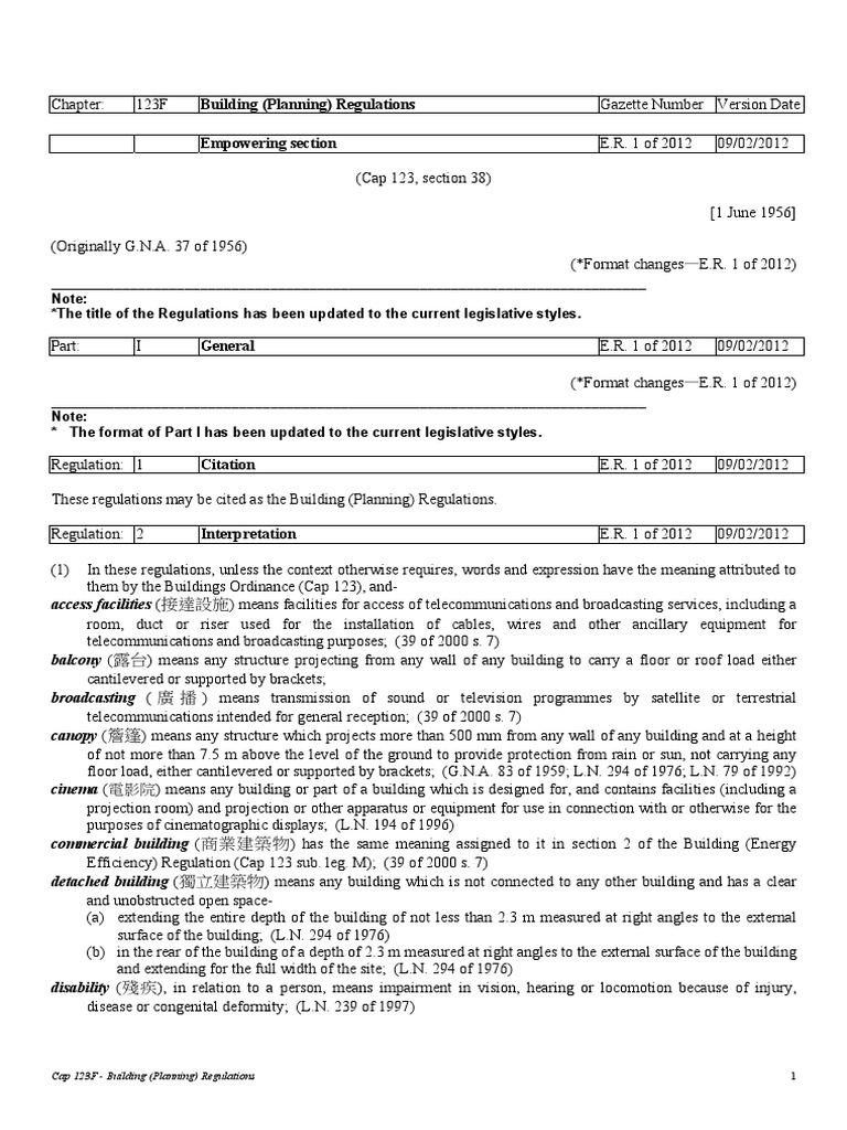Building (Planning) Regulation | PDF
