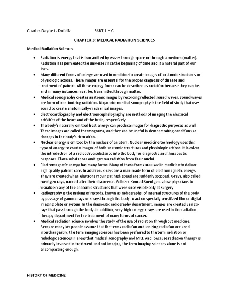 Medical Radiation Sciences | PDF | Ionizing Radiation | Medical Imaging