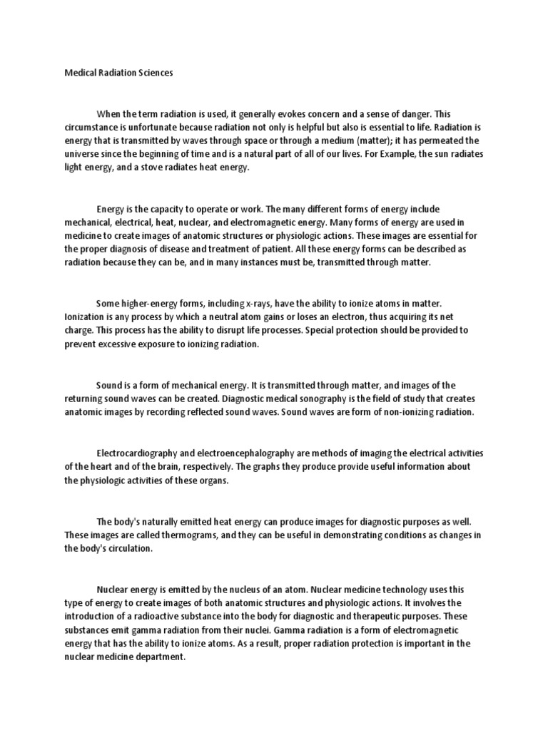 Medical Radiation Sciences | PDF