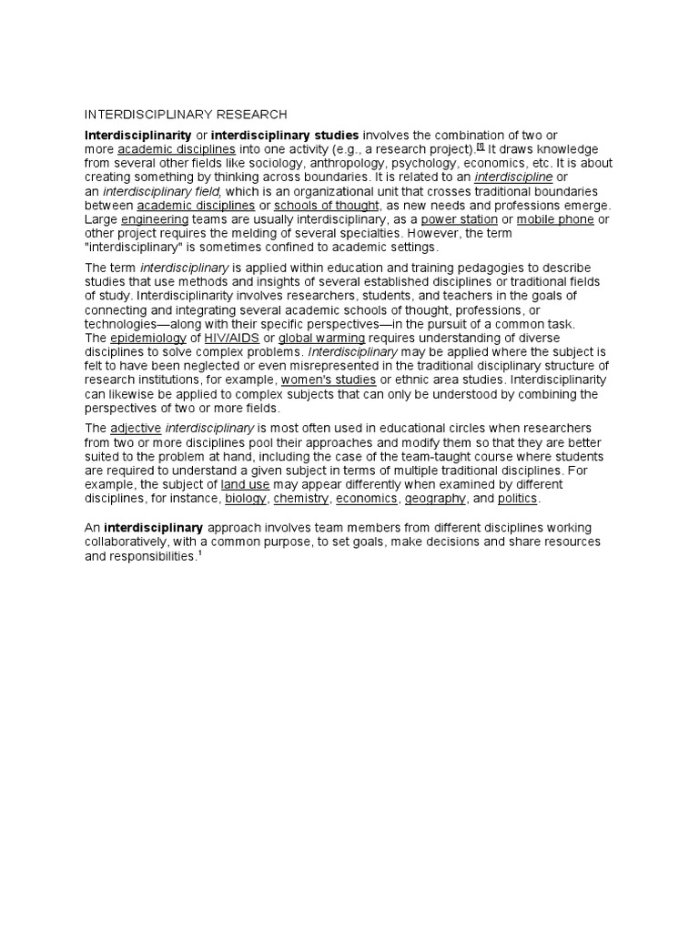 INTERDISCIPLINARY RESEARCH Notes | PDF