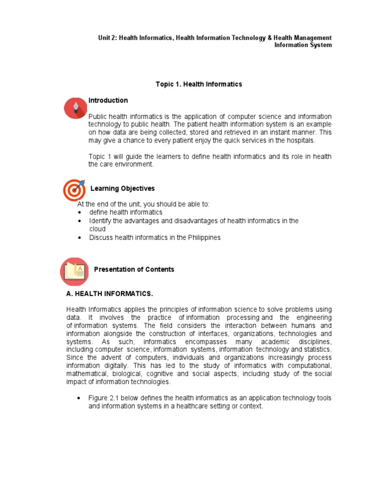 UNIT2 Topic 1. Health Informatics | PDF | Health Informatics ...