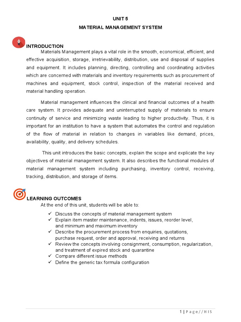 Unit 5 Materials Management Information System | PDF | Inventory | Electronic Data Interchange
