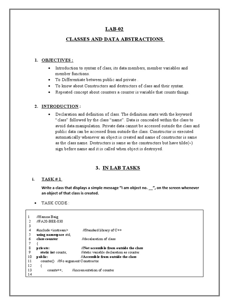 Lab 2 Object Oriented Programming Pdf Method Computer Programming Class Computer 5339