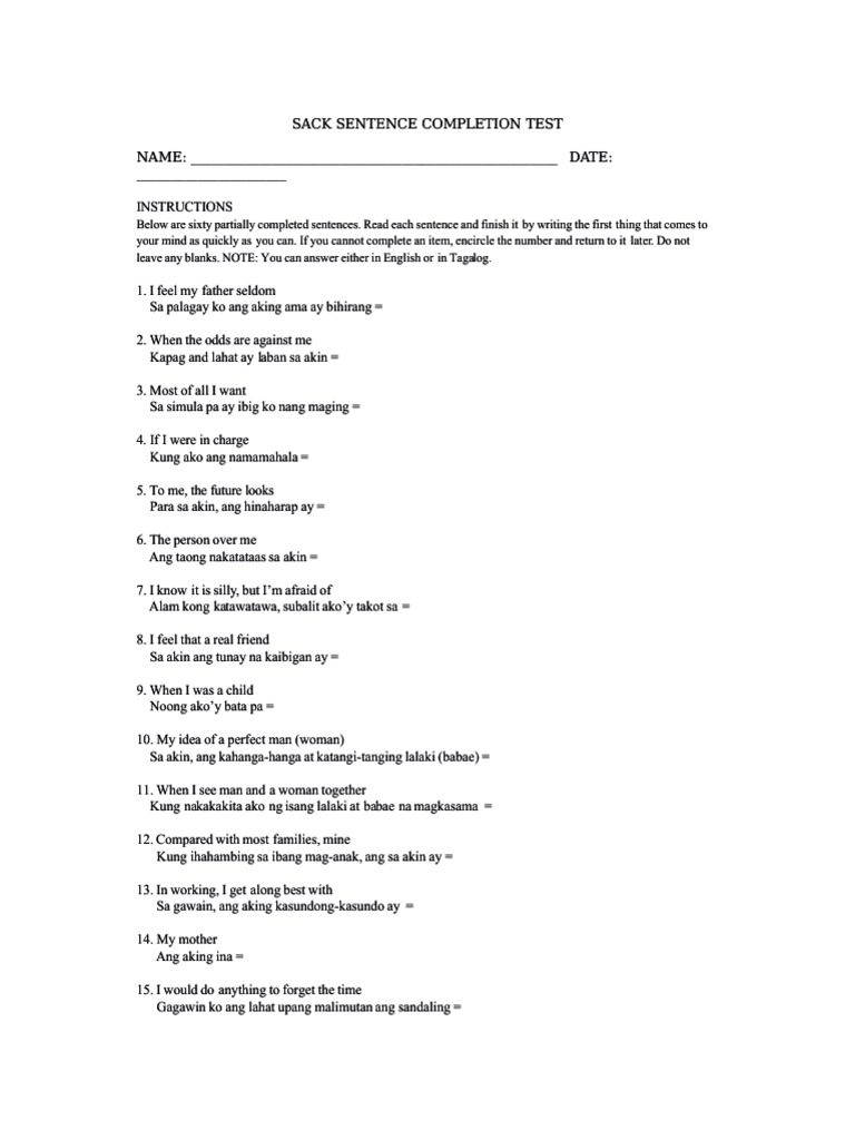 Qdoc - Tips Sack Sentence Completion Test | PDF