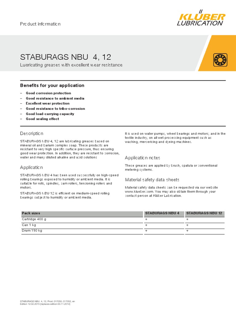 Staburags Nbu 4 12 | PDF | Bearing (Mechanical) | Mechanical Engineering