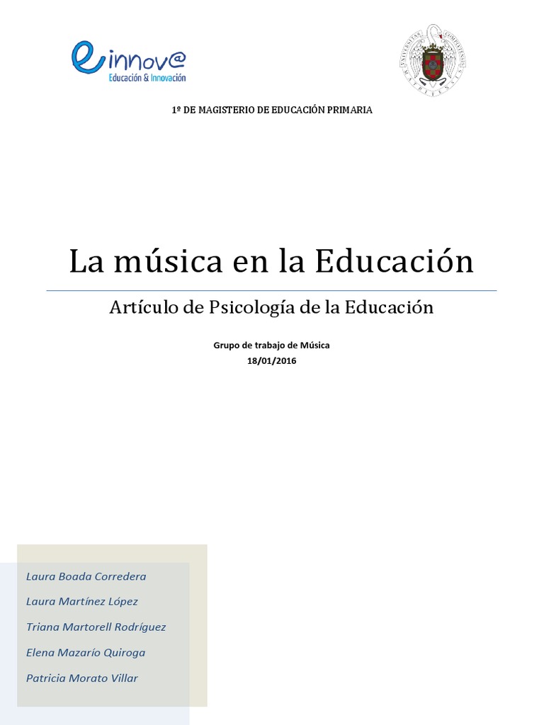Beneficios de la música en educación primaria | PDF | Salón de clases ...