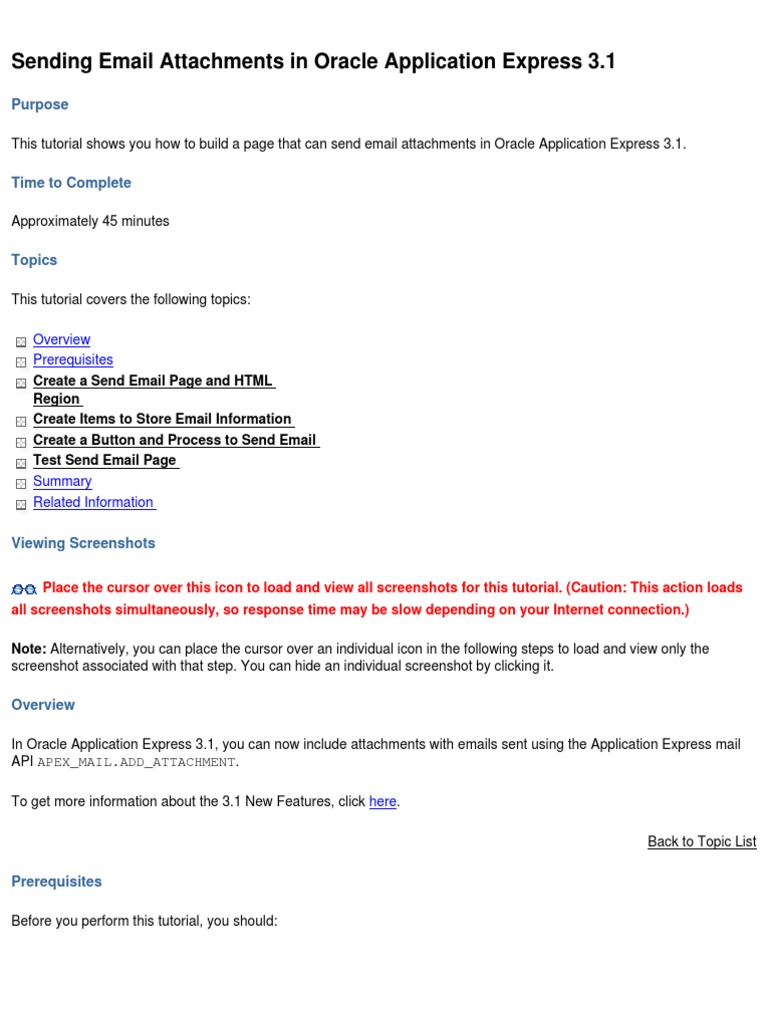 Sending Email Attachments in Oracle Application Express 3.1: Purpose ...