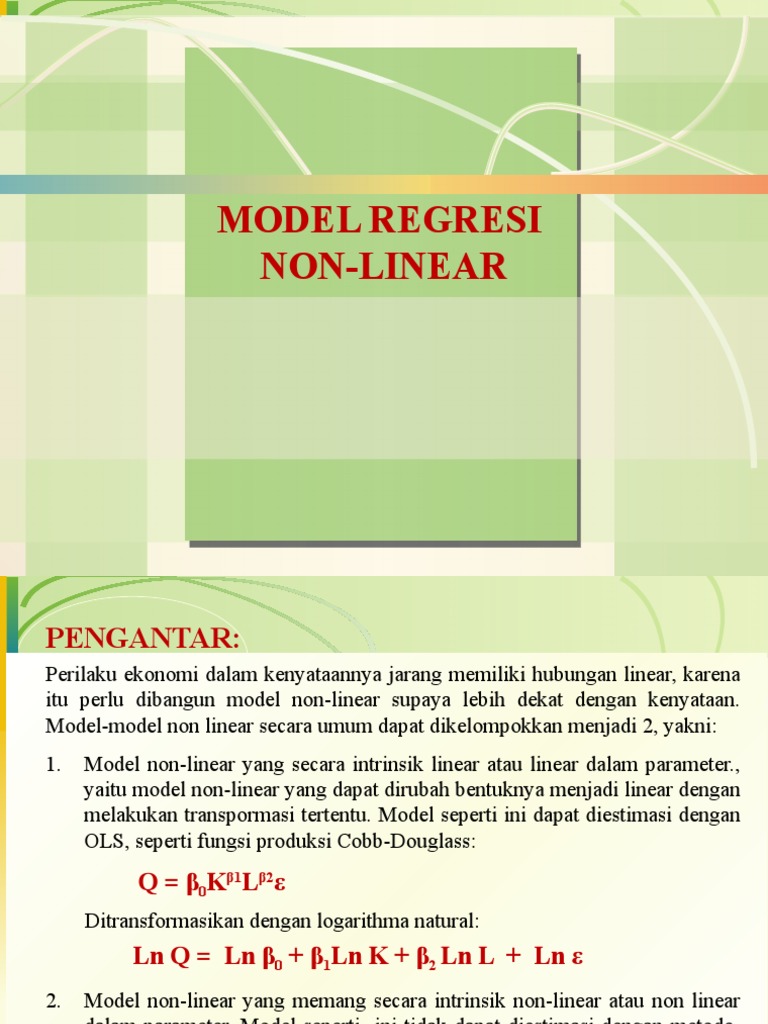 Model Regresi Non-Linear | PDF | Metode & Bahan Ajar