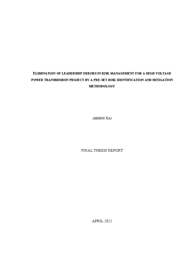Thesis - Interim Report | PDF | Risk | Risk Management