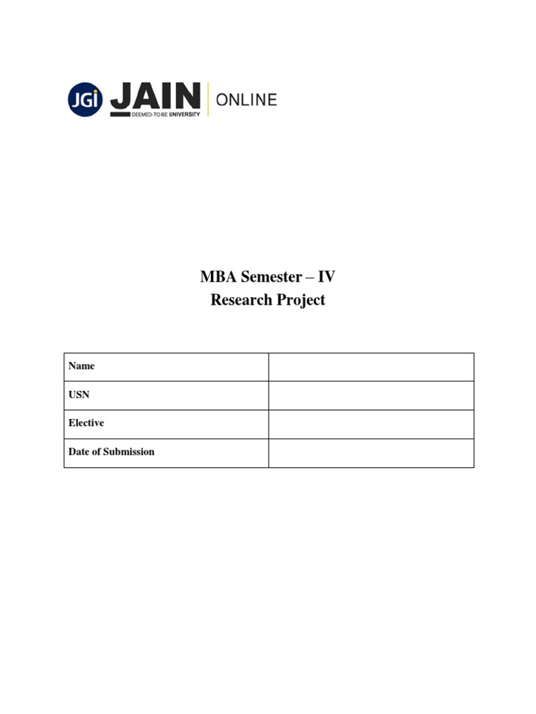 Research Project Report Template - Final MBA | PDF | Master Of Business ...