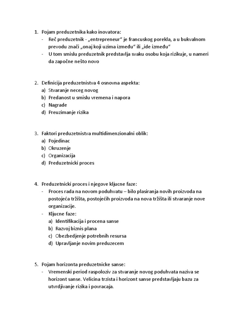 Preduzetnistvo 1 | PDF