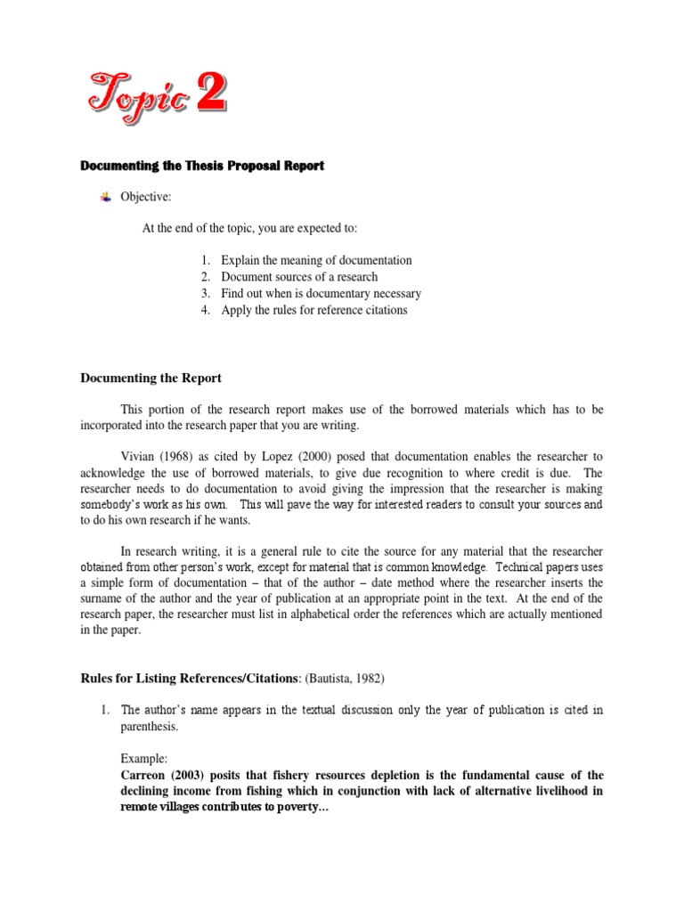 Topic 2. Documenting The Thesis Proposal Report | PDF | Citation