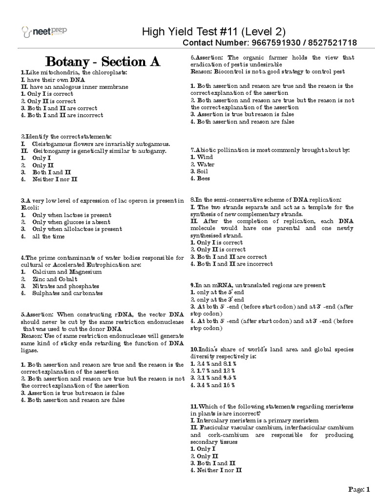Botany Quiz: Concepts and Questions | PDF | Menstrual Cycle | Leaf