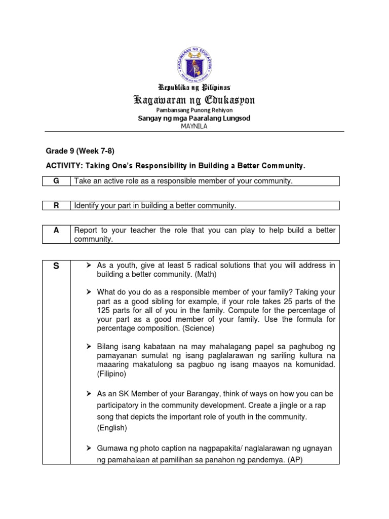 Grade 9 - Q2 - Week7-8 - Integrative Assessment | PDF
