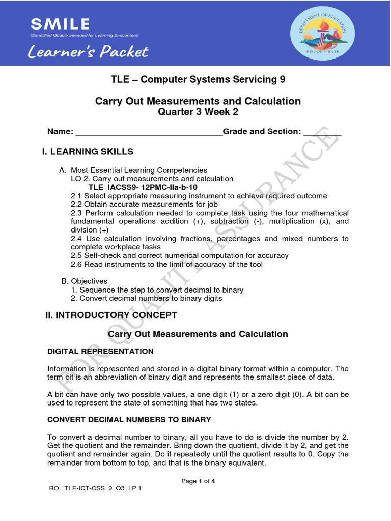 Ict Css 9 Q3 W2 Carry Out Pdf Byte Computer Data Storage 7779