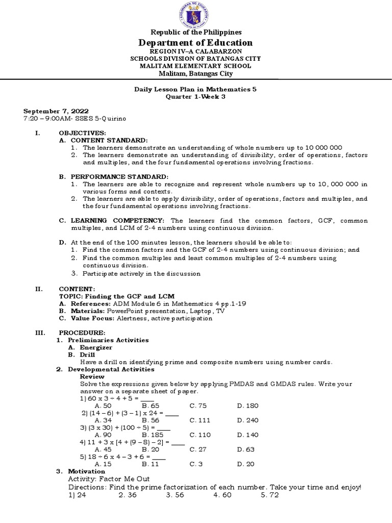 DLP_Q1_W3_Day-2_Mathematics-5 | PDF | Mathematics | Arithmetic