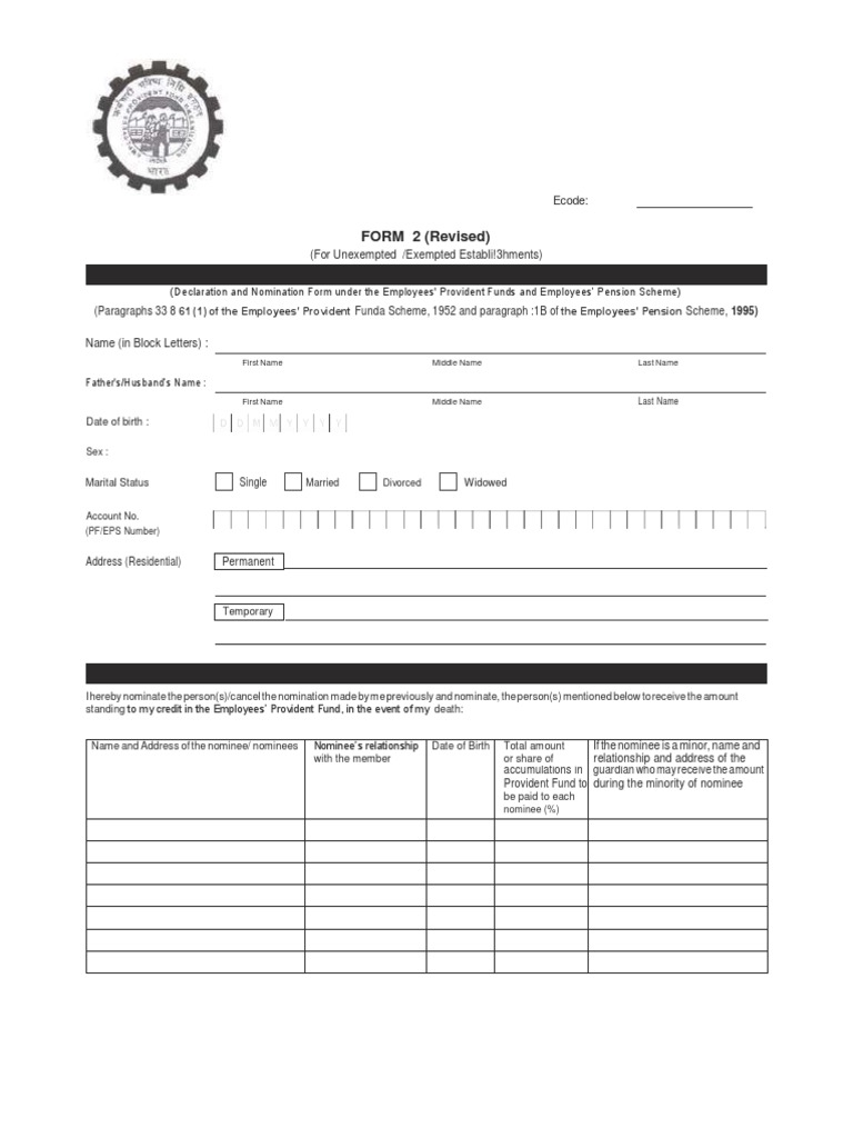 Form 2 and EPFO | PDF | Social Institutions