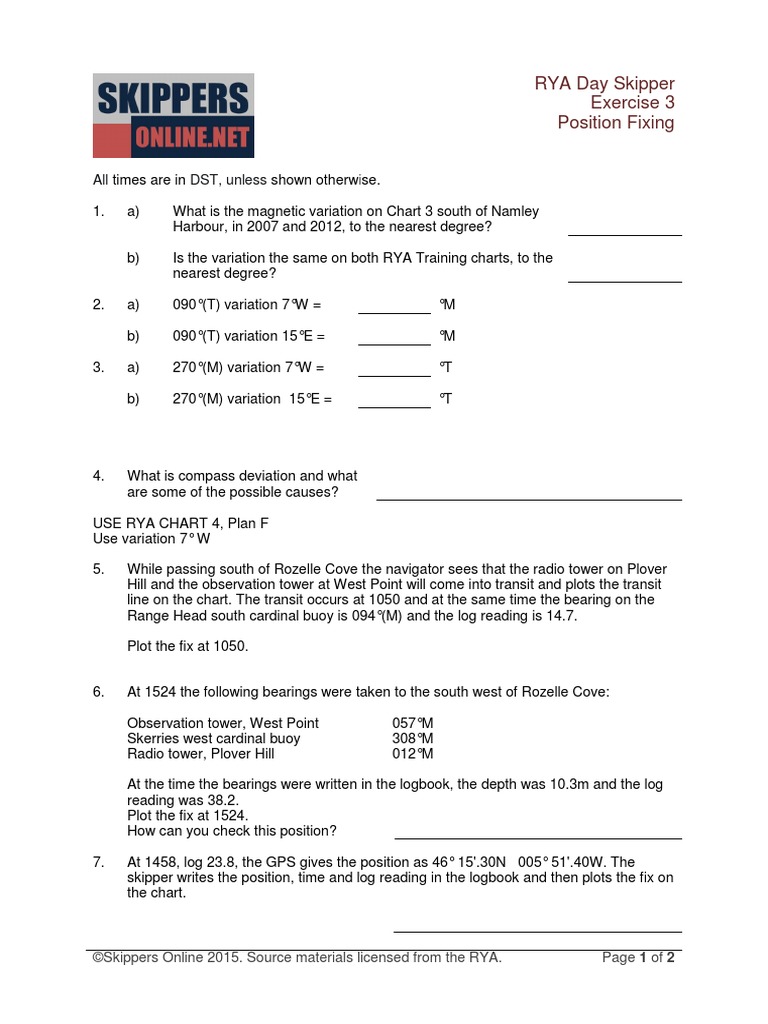 03 - Position Fixing | Download Free PDF | Compass | Longitude