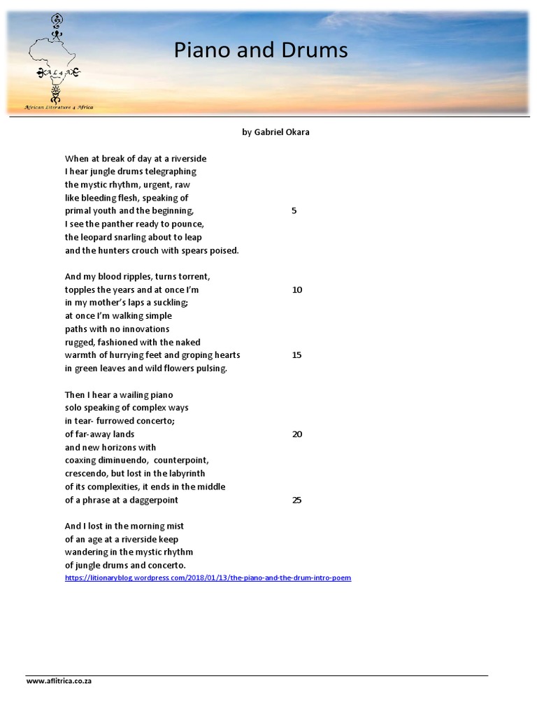 Piano and Drums by Gabriel Okara | PDF | Poetry