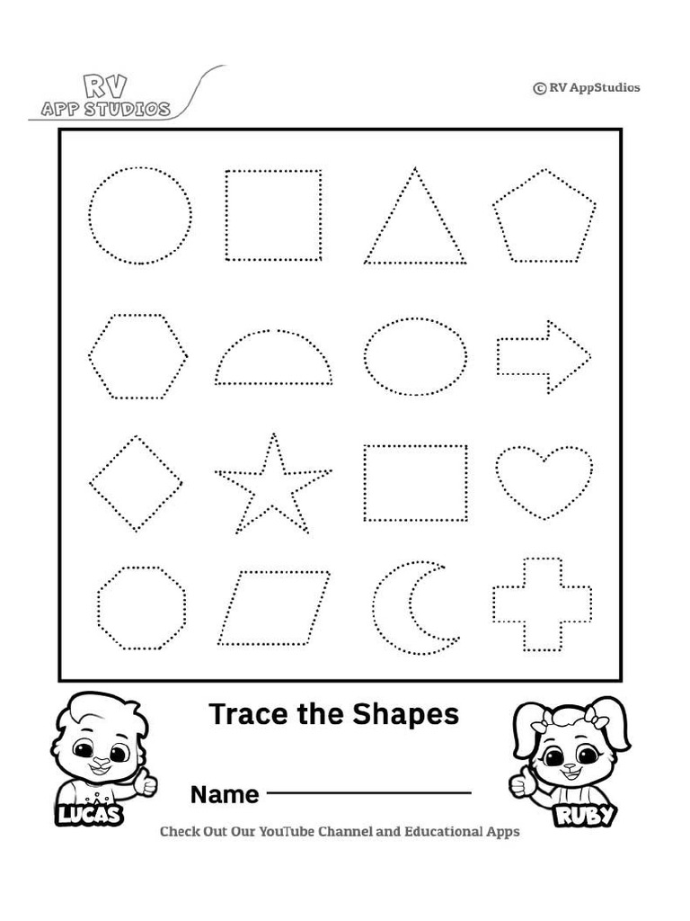 152 Free Printable Worksheets For Kids Trace The Shapes Worksheet Trace ...