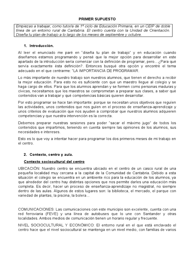 Supuesto 1 | PDF | Educación primaria | Evaluación