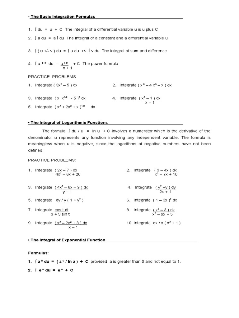Integral Exercises | PDF | Integral | Trigonometric Functions